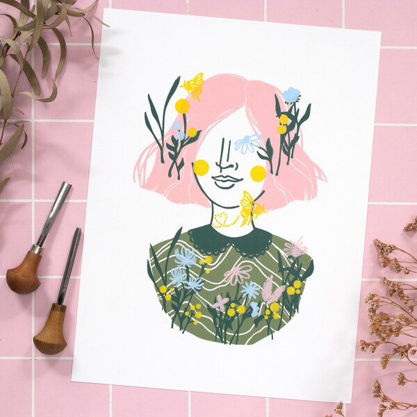 Linocut Portrait - Etsy