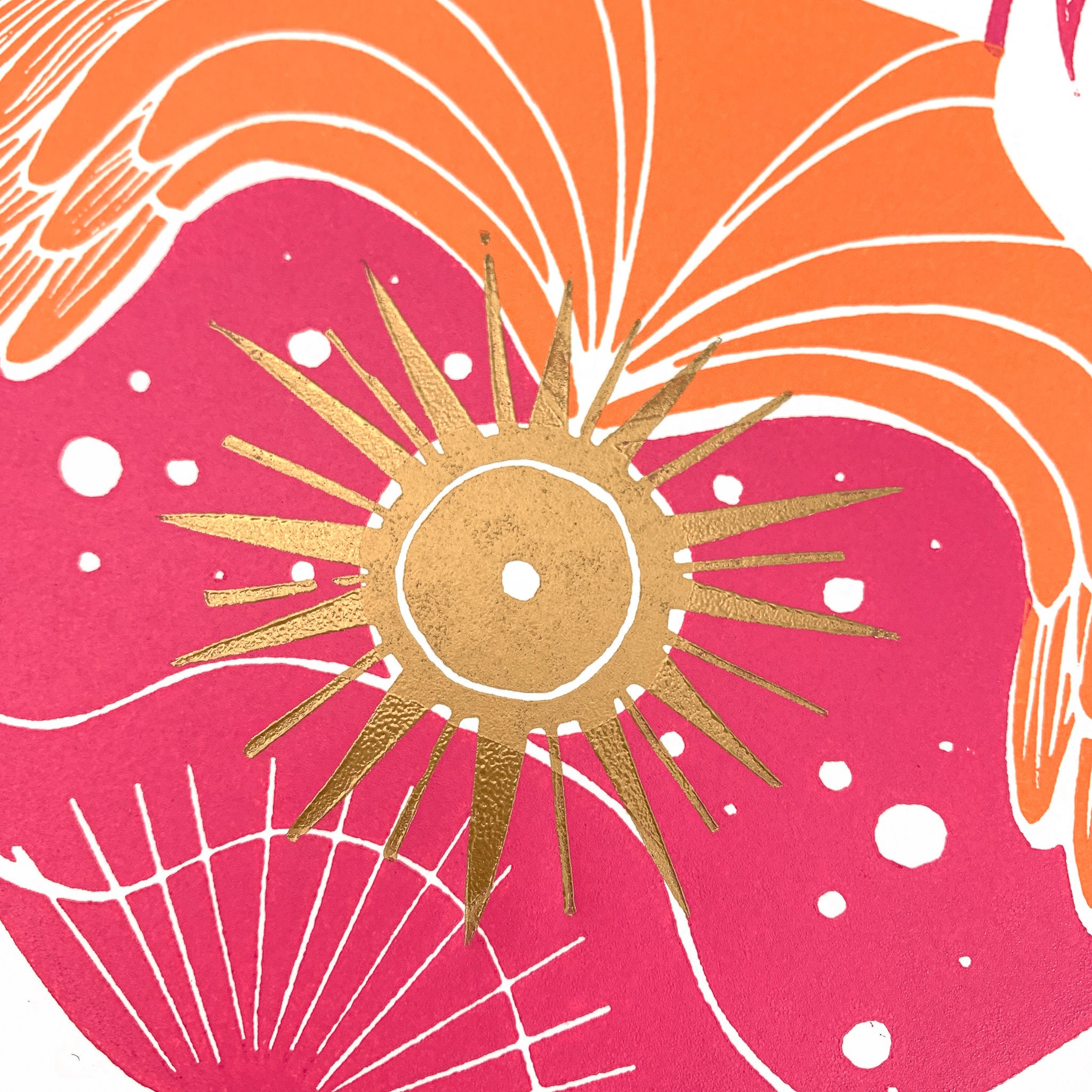 Lino Print Gold Sun Goddess, Stars Rays Crown Light God, Queen Tiara ...
