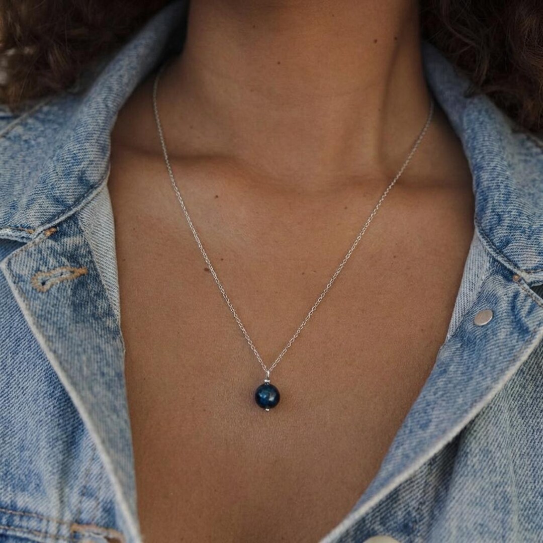 Minimal Azurmalachite Necklace – Unique Natural Stone Pendant - Modern ...