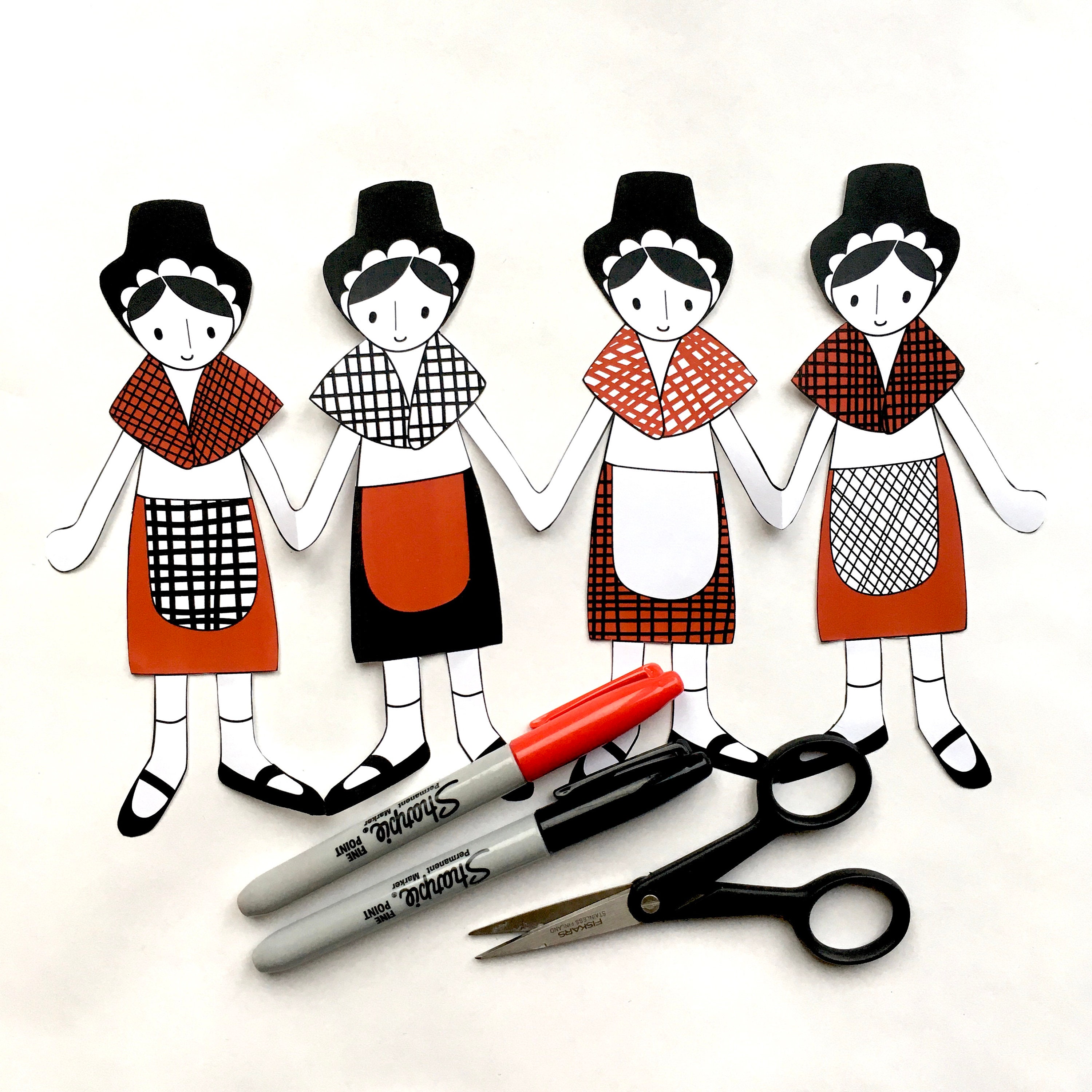 Printable Welsh Ladies Paper Dolls Chain Template. DOLIS PAPUR. St ...