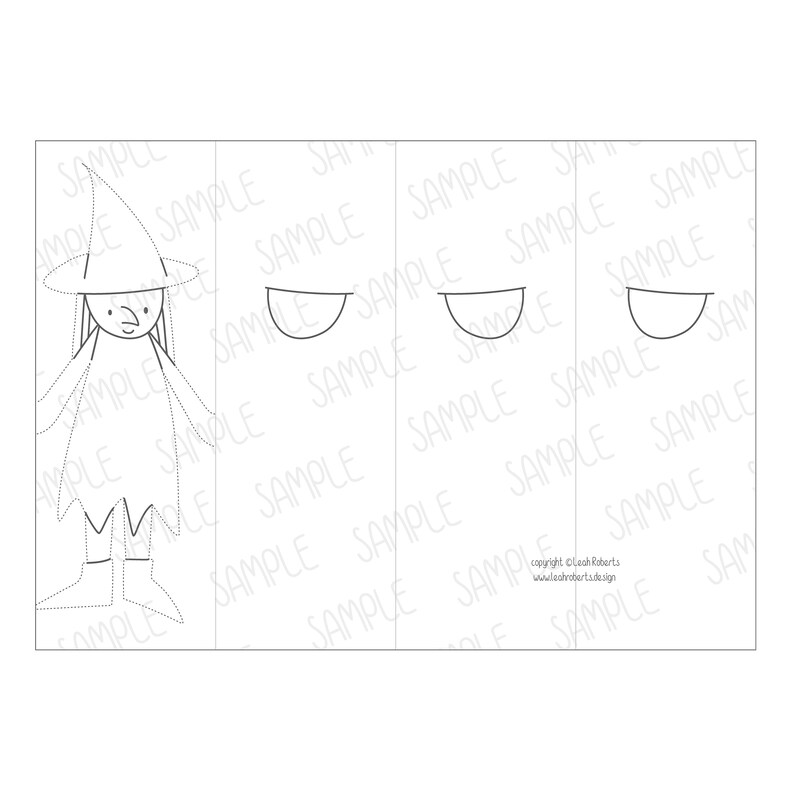 Printable WITCHES Paper Dolls Chain Template. PAPER DOLLIES, Kids ...