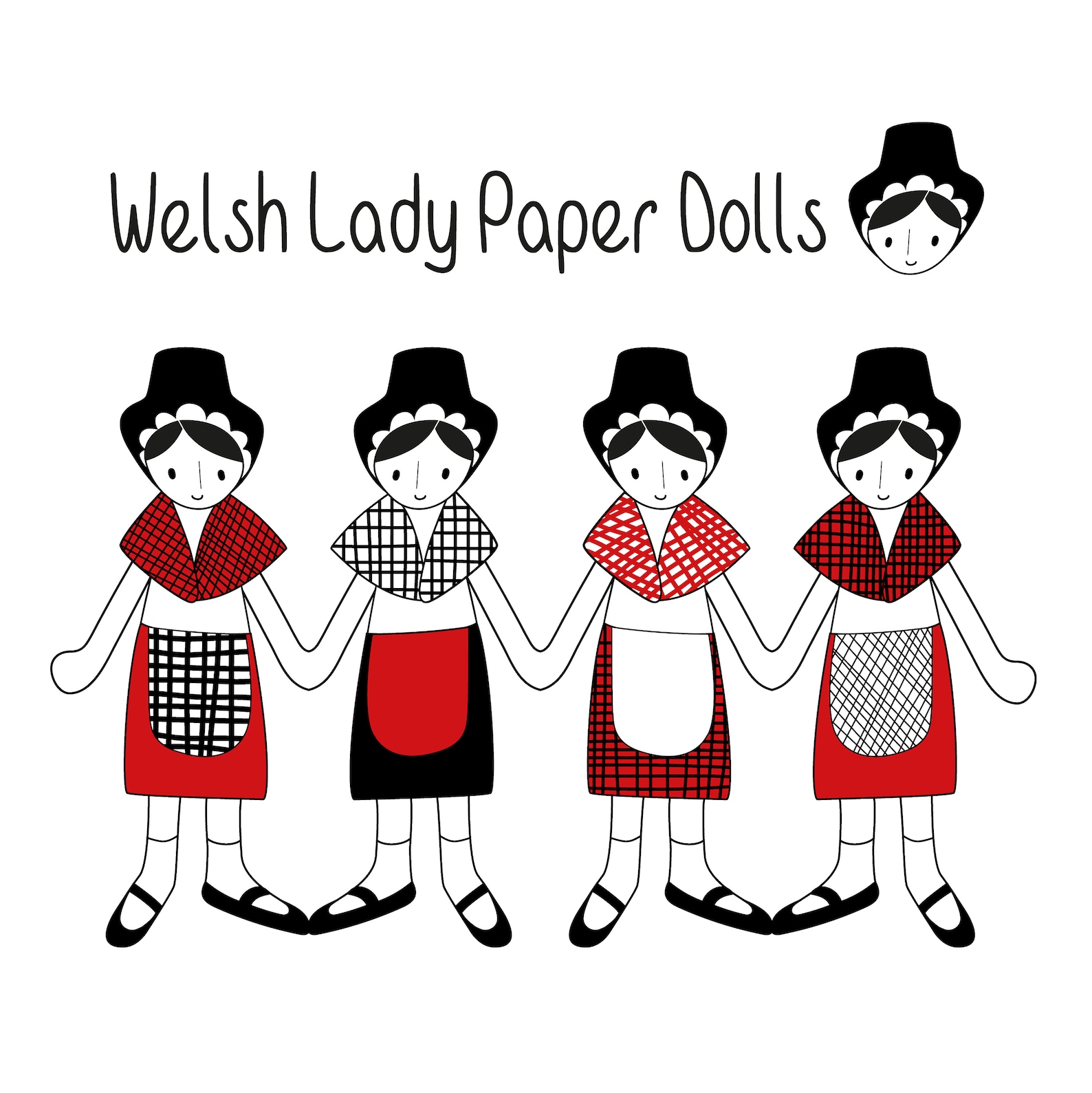 Printable Welsh Ladies Paper Dolls Chain Template. DOLIS PAPUR. St ...