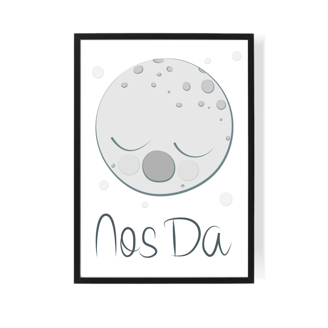 NOS DA Moon Goodnight Welsh Language Print, Wall Art. A4 A5 - Etsy