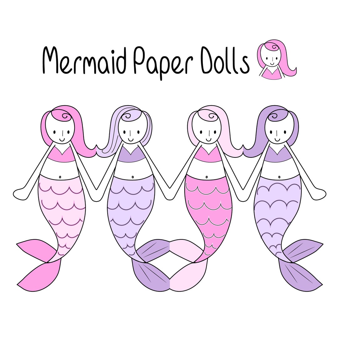 Printable MERMAID Paper Dolls Chain Template. PAPER DOLLIES - Etsy UK