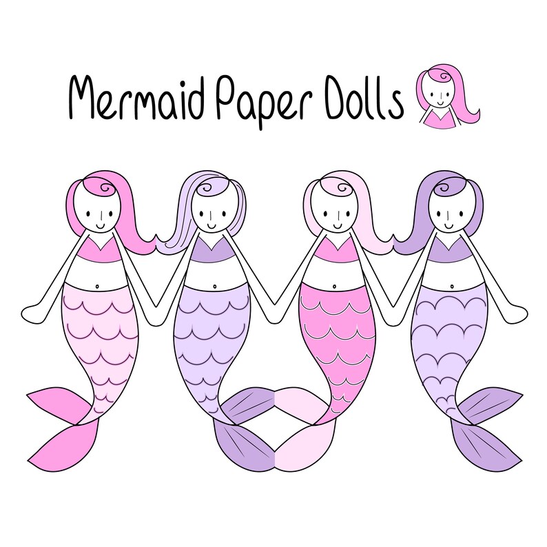 Printable MERMAID Paper Dolls Chain Template. PAPER DOLLIES - Etsy UK
