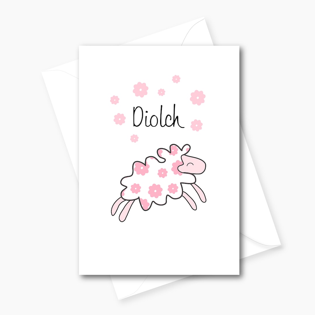 Welsh Sheep DIOLCH Thank You Card. Cardiau Cymraeg - Etsy