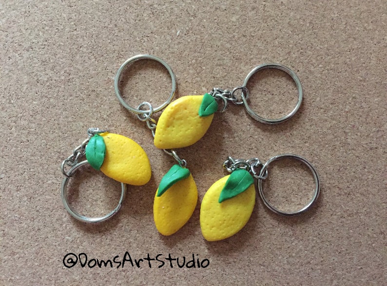 Lemon Food Polymer Clay Handmade Key Chain - Etsy