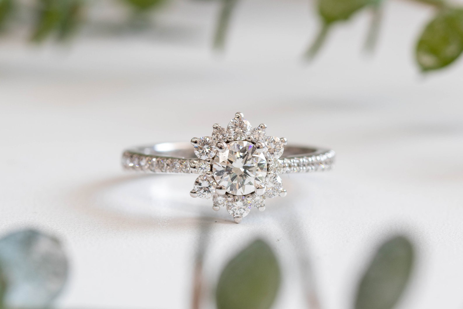 Flower Shaped Engagement Diamond Ring - Etsy