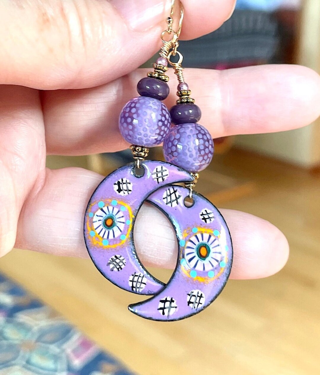 Fall Moon. Cathleen Zaring Enamels, Artisan, Hip, Crescent Moon, Purple ...