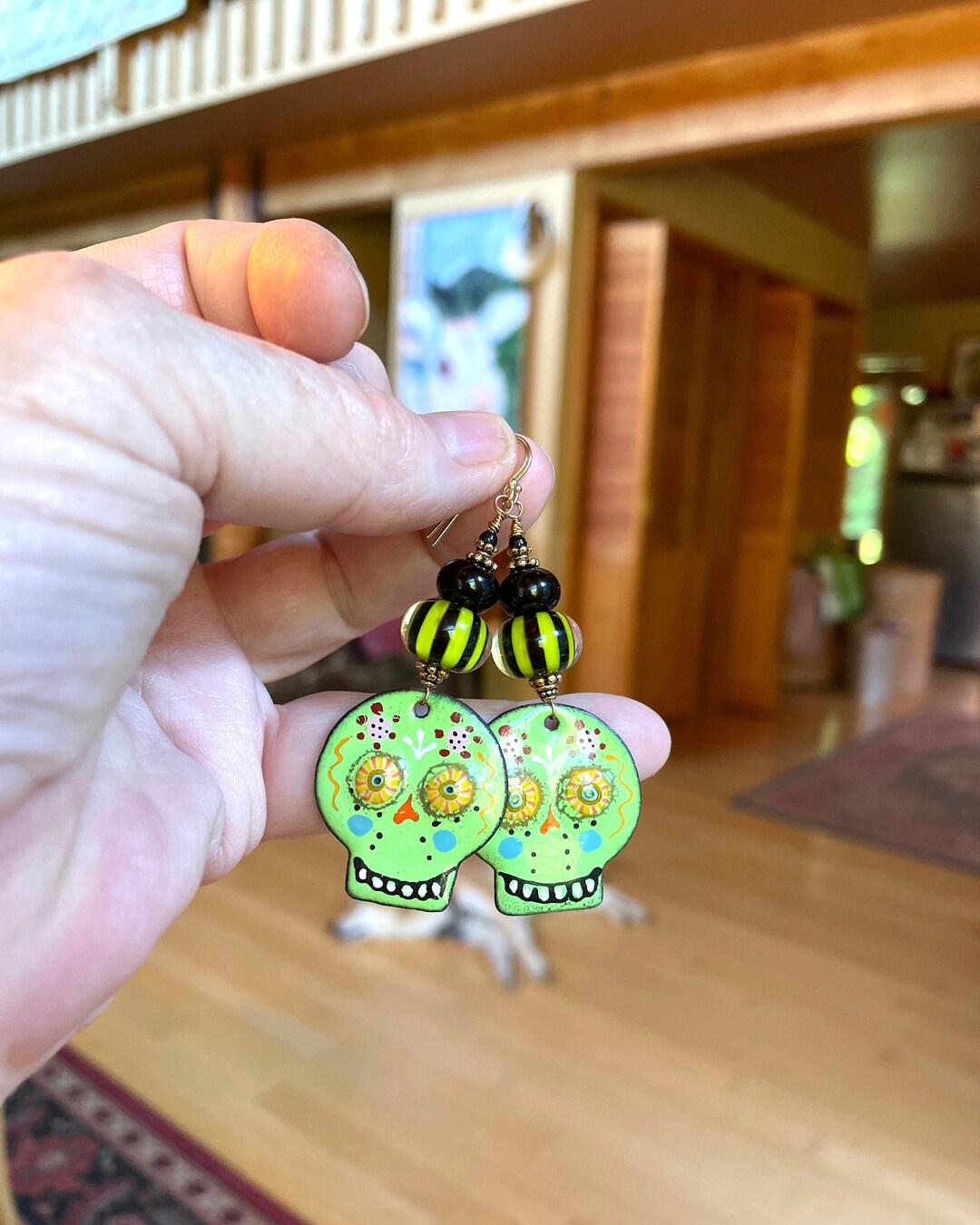 Halloweenies. Gherkin Green. Enamel Skulls, Cathleen Zaring, Stripes ...