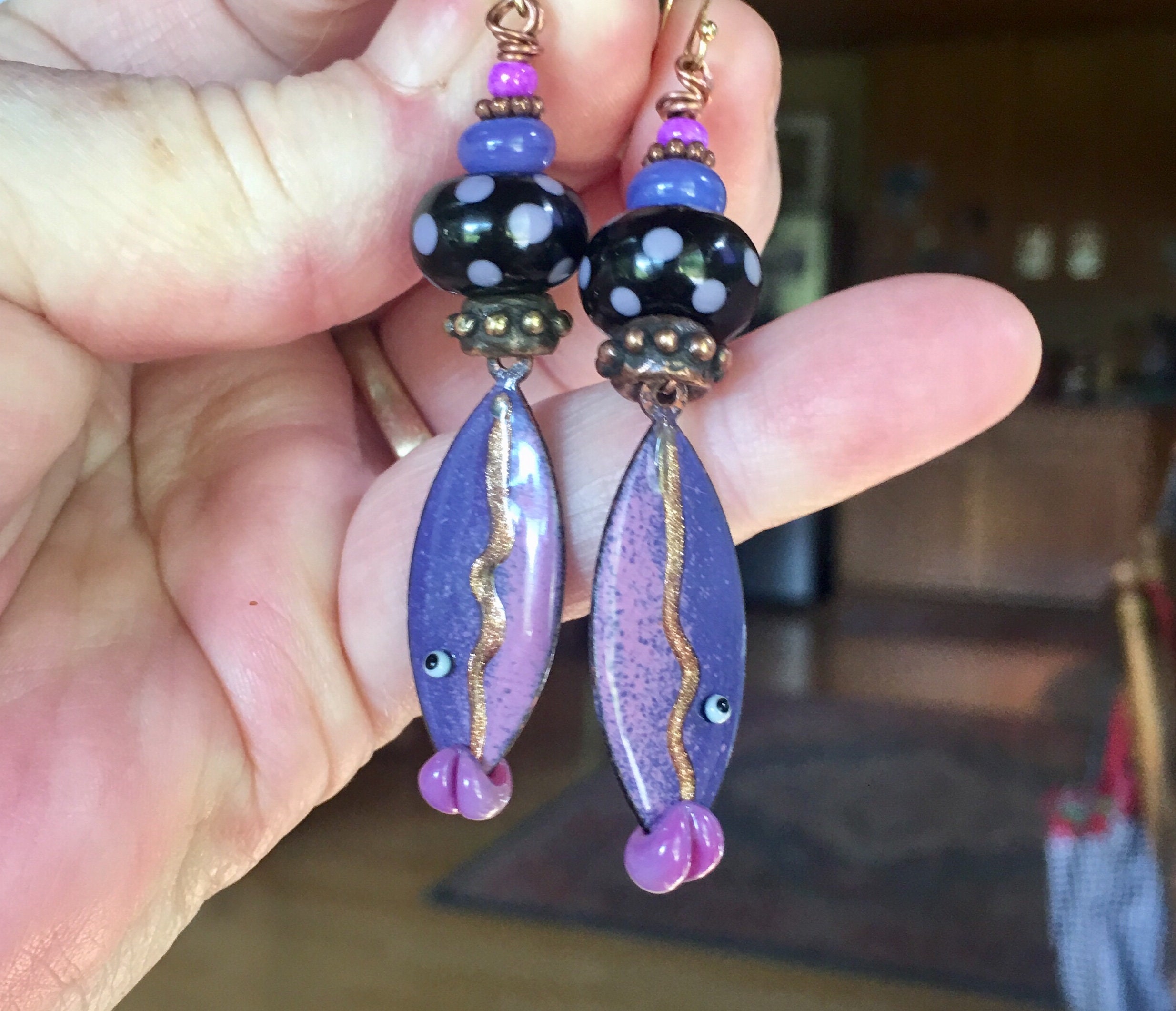 Purple Lipped Pucker. Enamel fish lips whimsical humor | Etsy