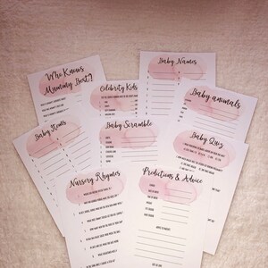Baby Shower Games Baby Shower Pink Water Colour | Etsy