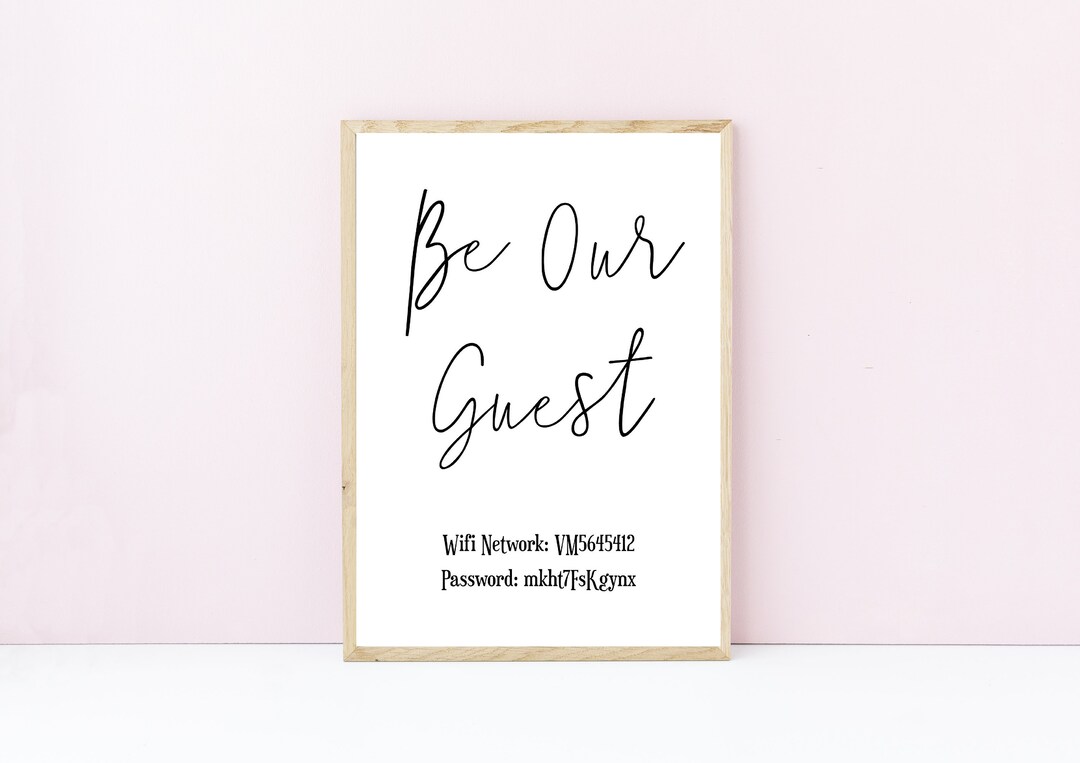 Be Our Guest Wifi Sign Wall Art Print Personalised Home Decor Wifi Code ...