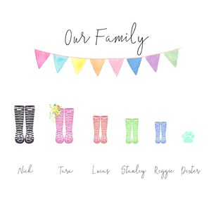 Personalised Family Wellie Print - Personalised Family Print - Custom ...