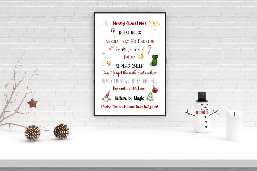 Christmas Print - Christmas House Rules - Christmas Rules - Fun ...