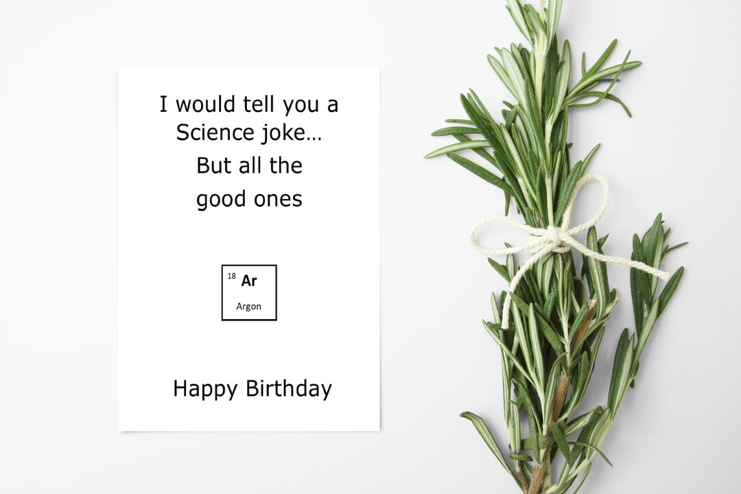 Science Birthday Card Funny Card Science Argon Greeting Card Birthday ...