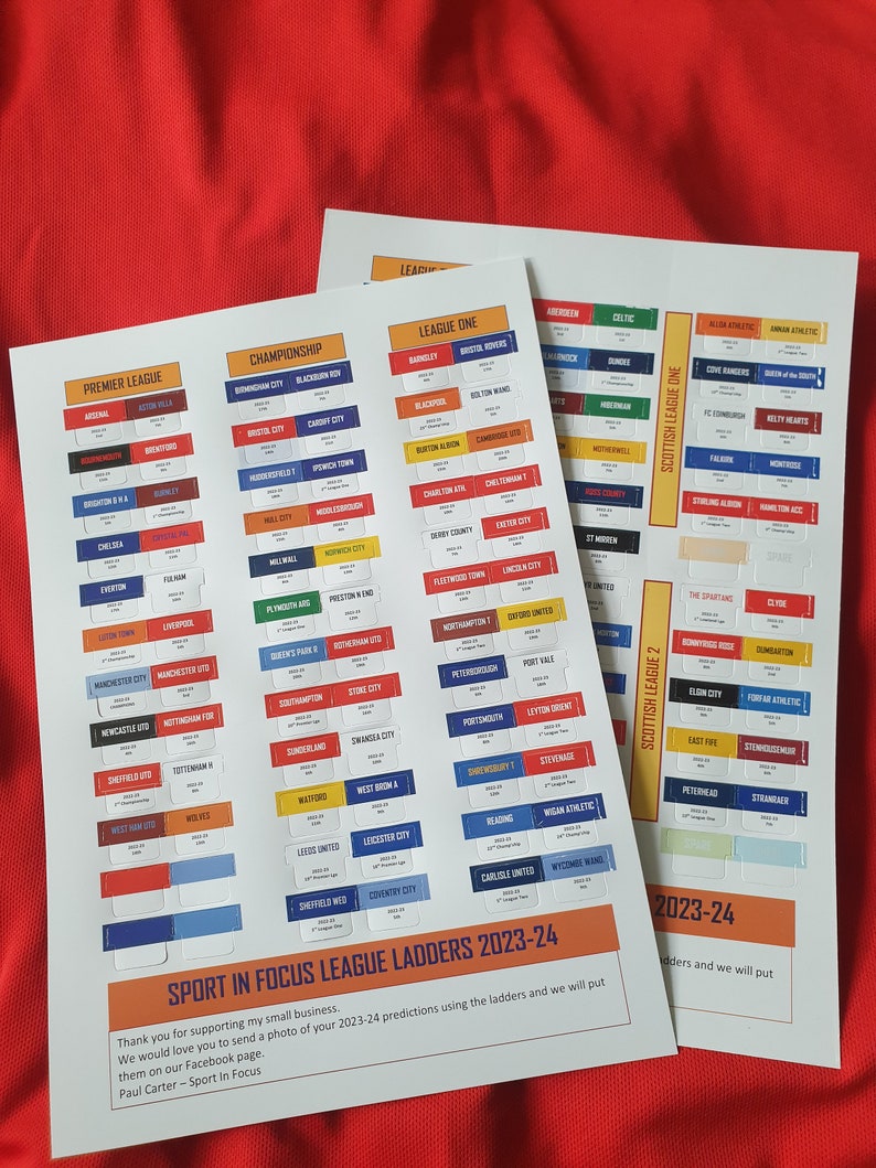 2023-24 Football League Ladders - Etsy