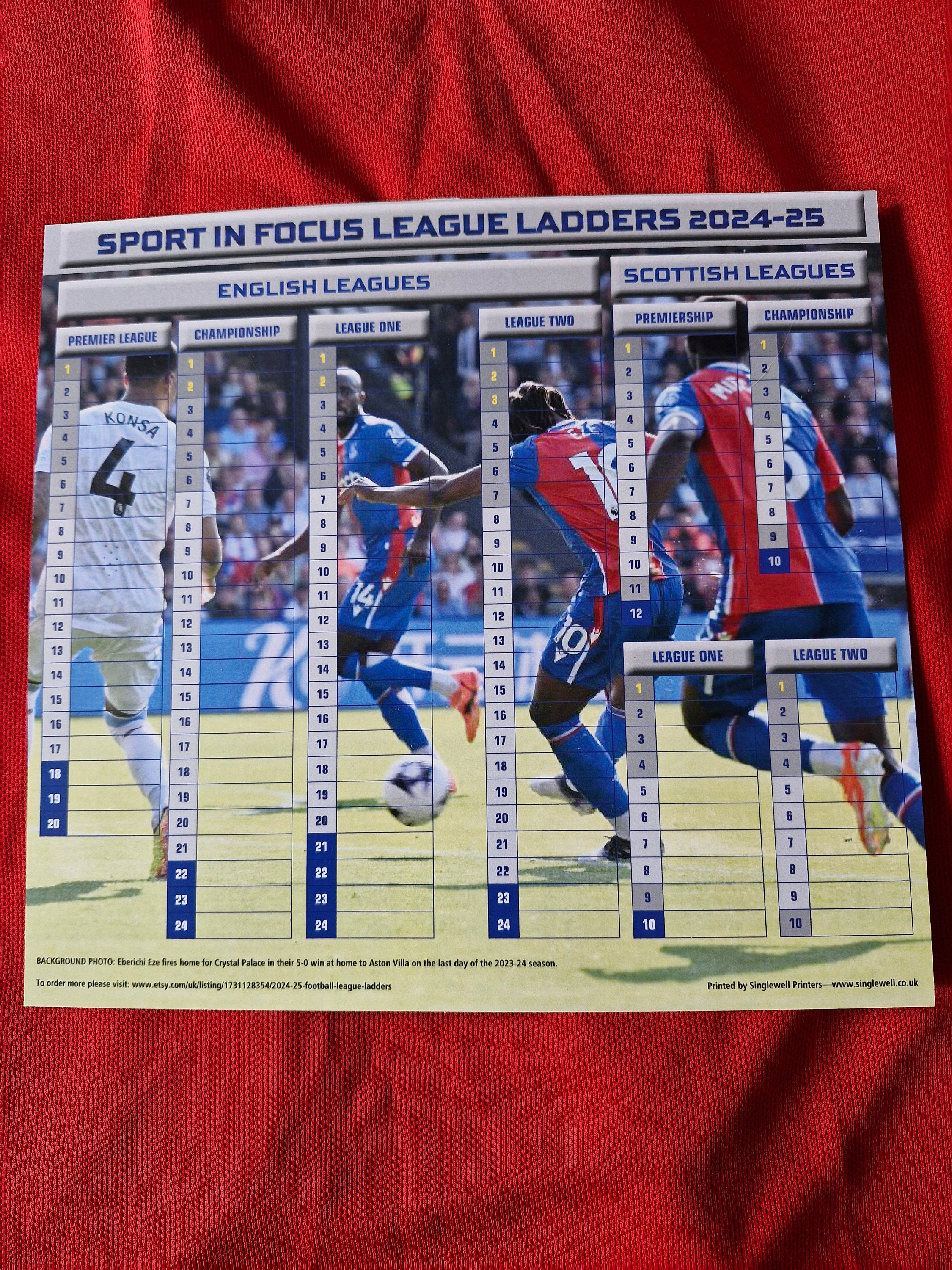 2024-25 Football League Ladders - Etsy