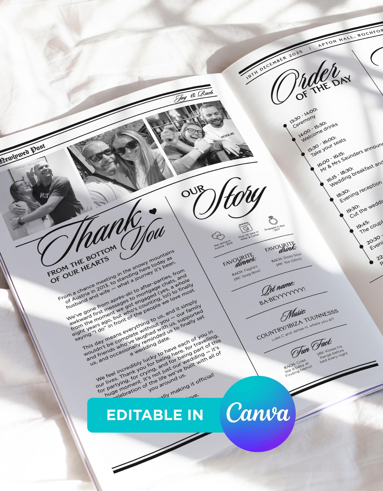 Editable Wedding Newspaper Template | the Newlywed Post | Canva ...
