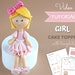 Girl Cake Topper VIDEO Tutorial With Templates - Etsy