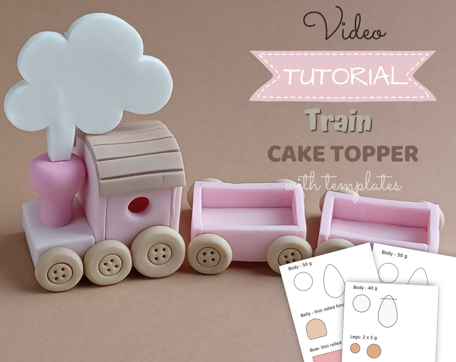 Fondant Train Cake Topper VIDEO Tutorial With Templates - Etsy