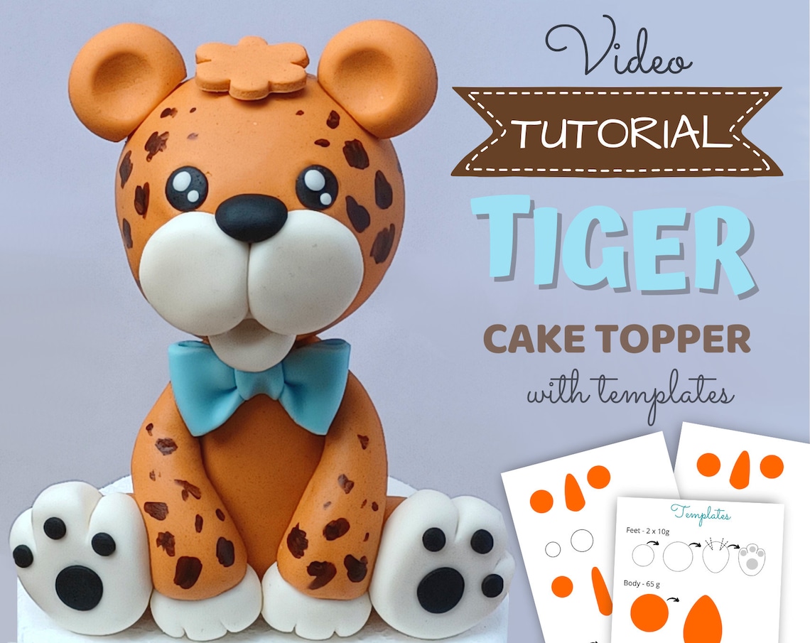 Tiger Cake Topper VIDEO Tutorial With Templates - Etsy