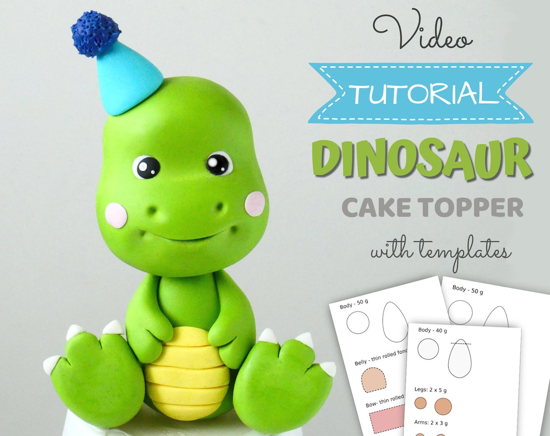 Dinosaur Cake Topper VIDEO Tutorial With Templates - Etsy