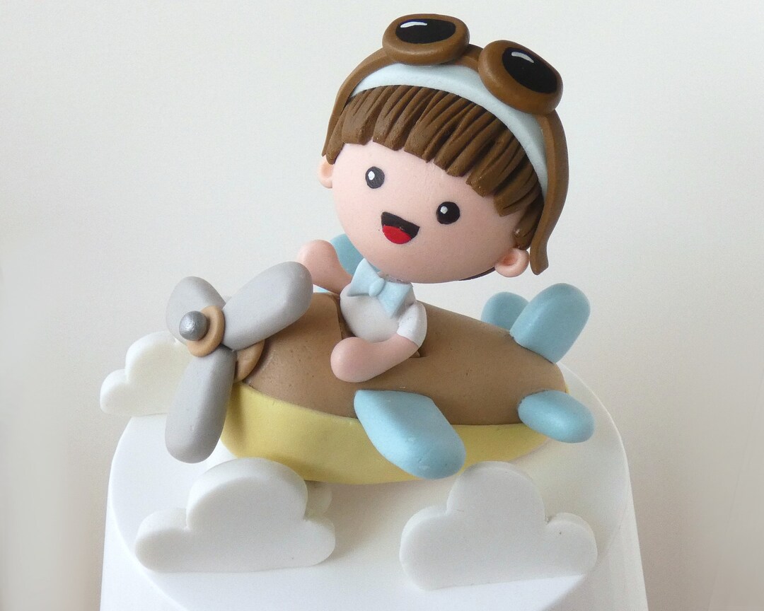 Aeroplane Figurine Cake Topper Fondant or Cold Porcelain, Plane Cake ...