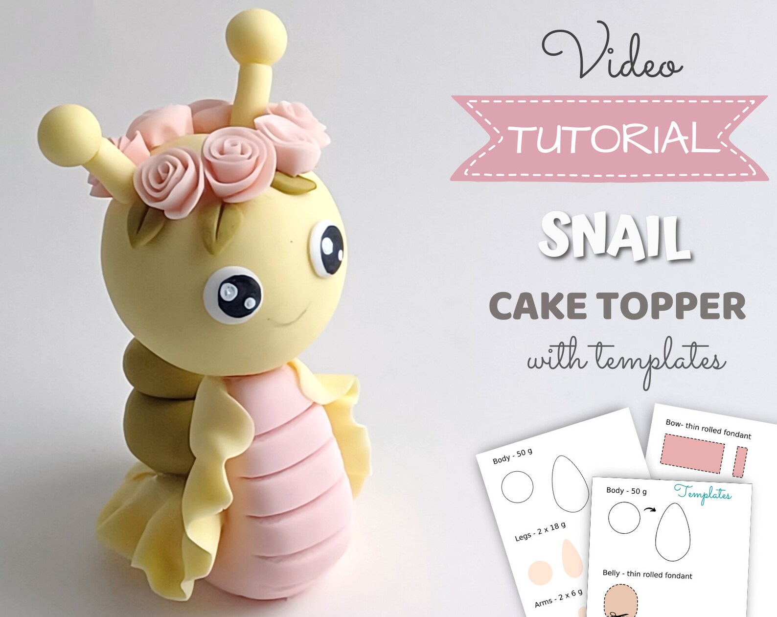 Snail Cake Topper VIDEO Tutorial With Templates - Etsy