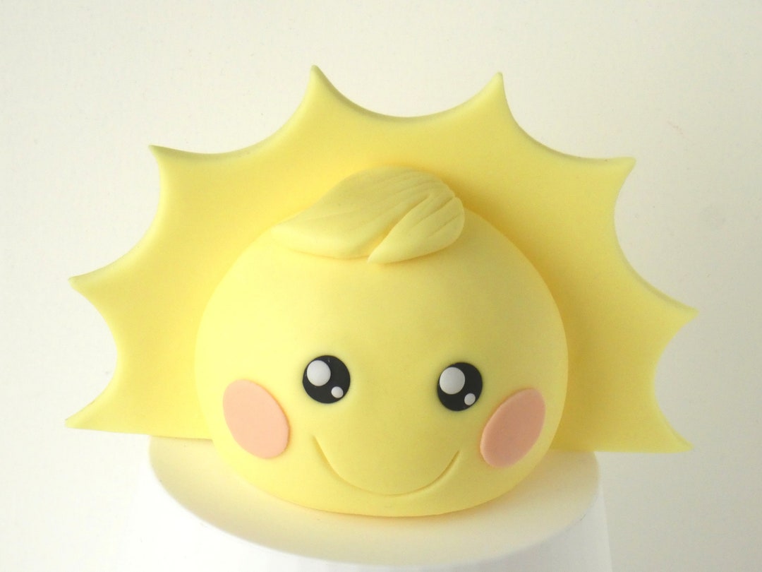 Big Sun Figurine Fondant Cake Topper or Cold Porcelain, Sunshine Cake ...