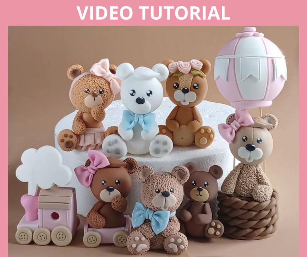 Set of Teddy Bears Cake Toppers VIDEO Tutorial With Templates - Etsy