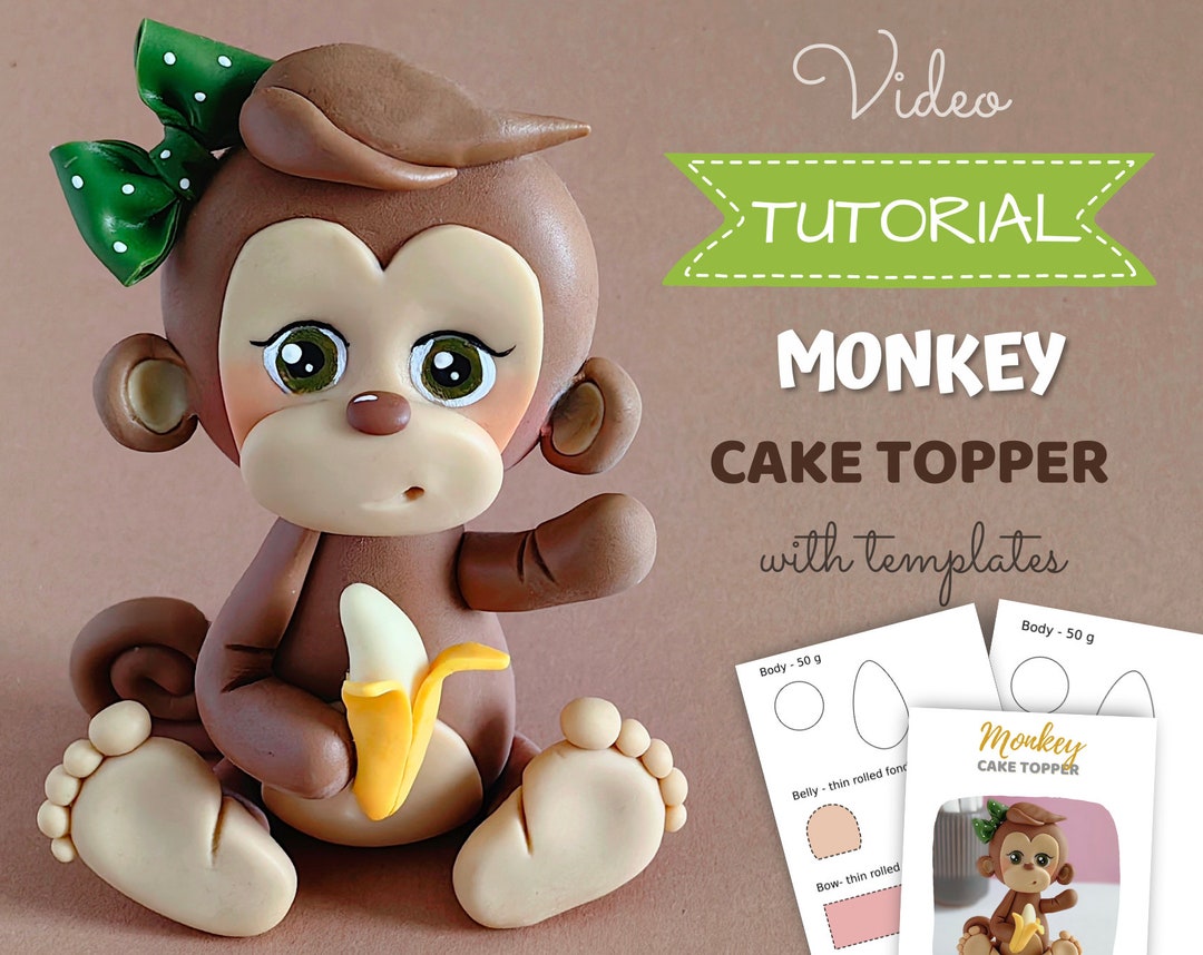 Monkey Cake Topper VIDEO Tutorial With Templates - Etsy
