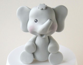 Fondant Elephant With Flower Wreath Cake Topper | Etsy
