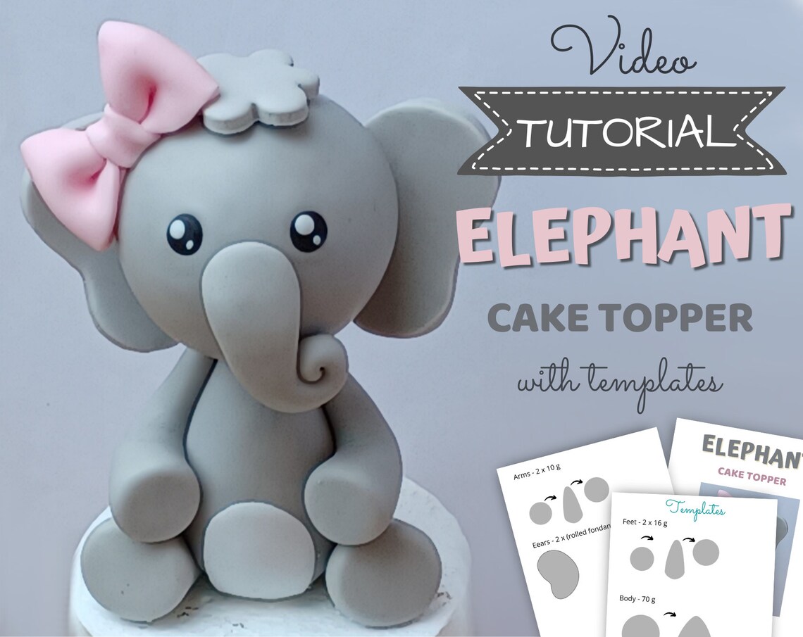 Elephant Cake Topper VIDEO Tutorial With Templates | Etsy