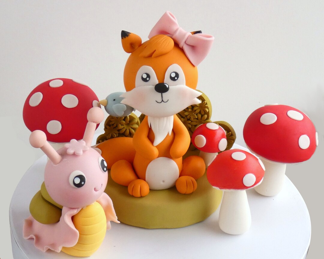 Fox and Snail Cake Topper Fondant or Cold Porcelain - Etsy