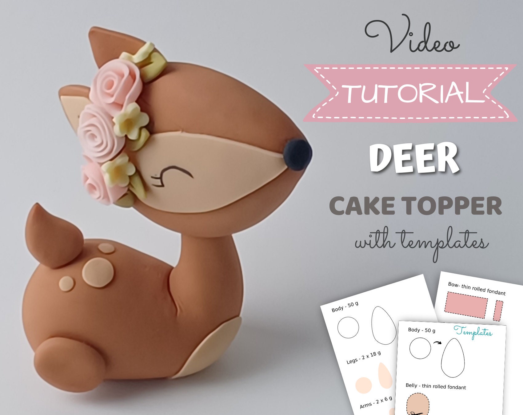 Woodland Animals cake topper VIDEO Tutorial with templates