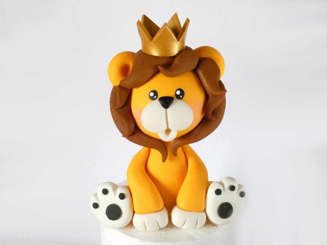 Topper de pastel del rey león con corona de oro, fondant, topper de ...