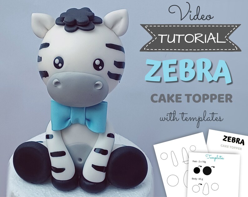 Zebra Cake Topper VIDEO Tutorial With Templates - Etsy