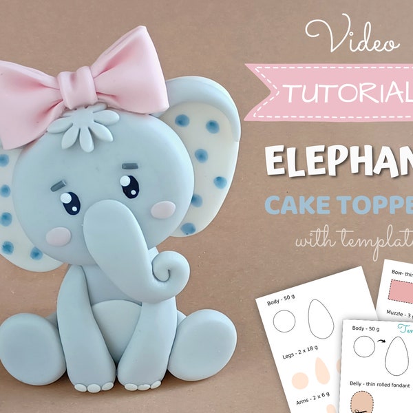 Fondant Elephant Cake Topper - Etsy