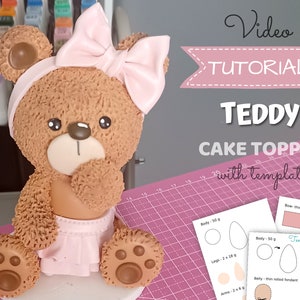 Set of Teddy Bears Cake Toppers VIDEO Tutorial With Templates - Etsy