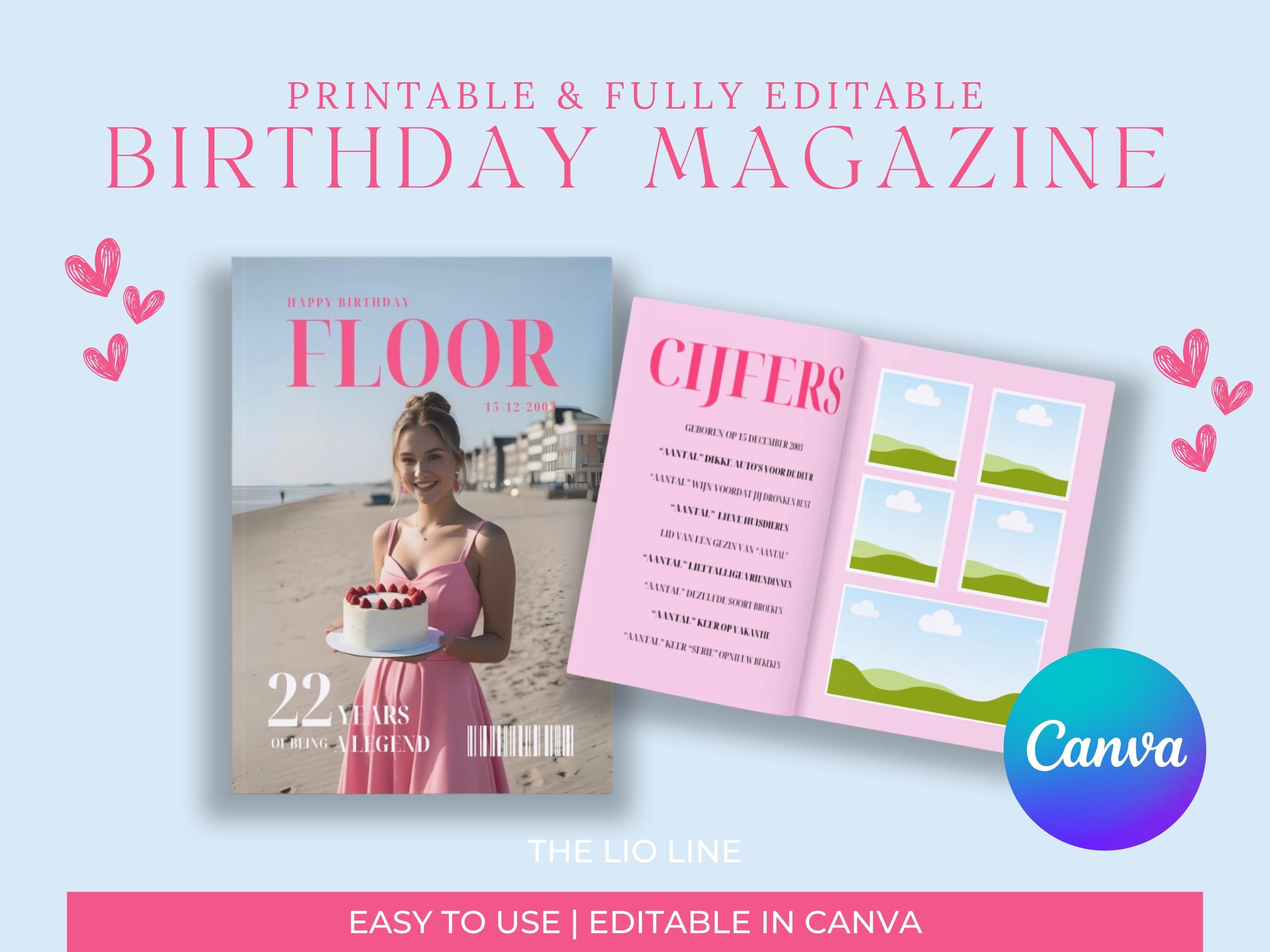 Digital Printable Birthday Magazine 48 Pages Templates | Customizable ...