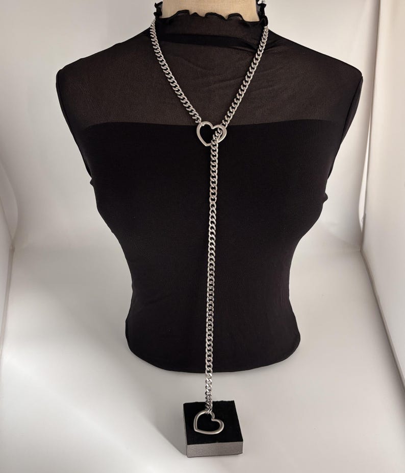 Heart Slip Chain Necklace: Three-dimensional Heart-shaped Pendant ...