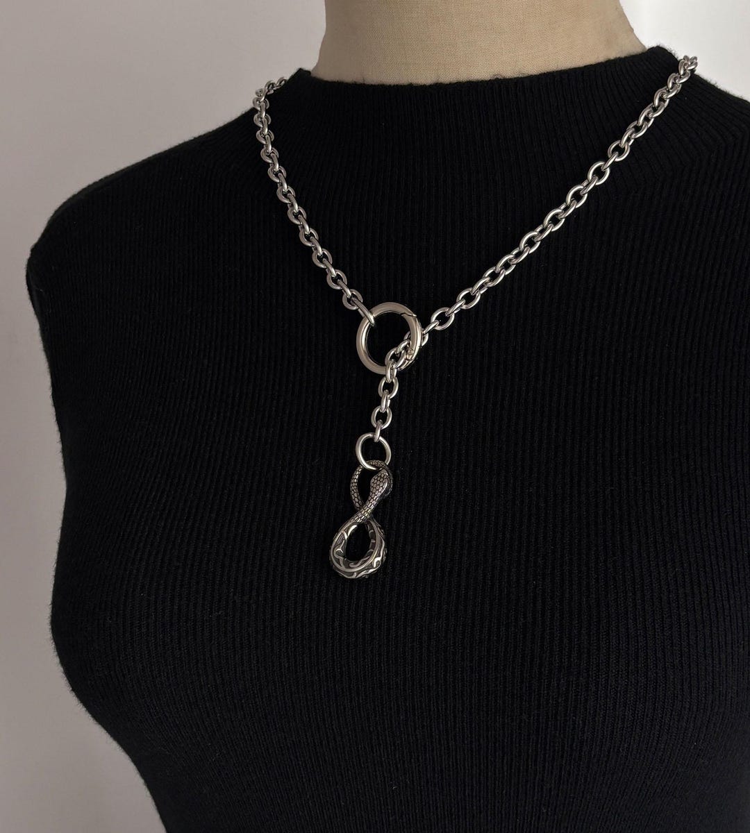 Ouroboros Snake Necklace, Gothic Infinity Snake Pendant, Stainless ...