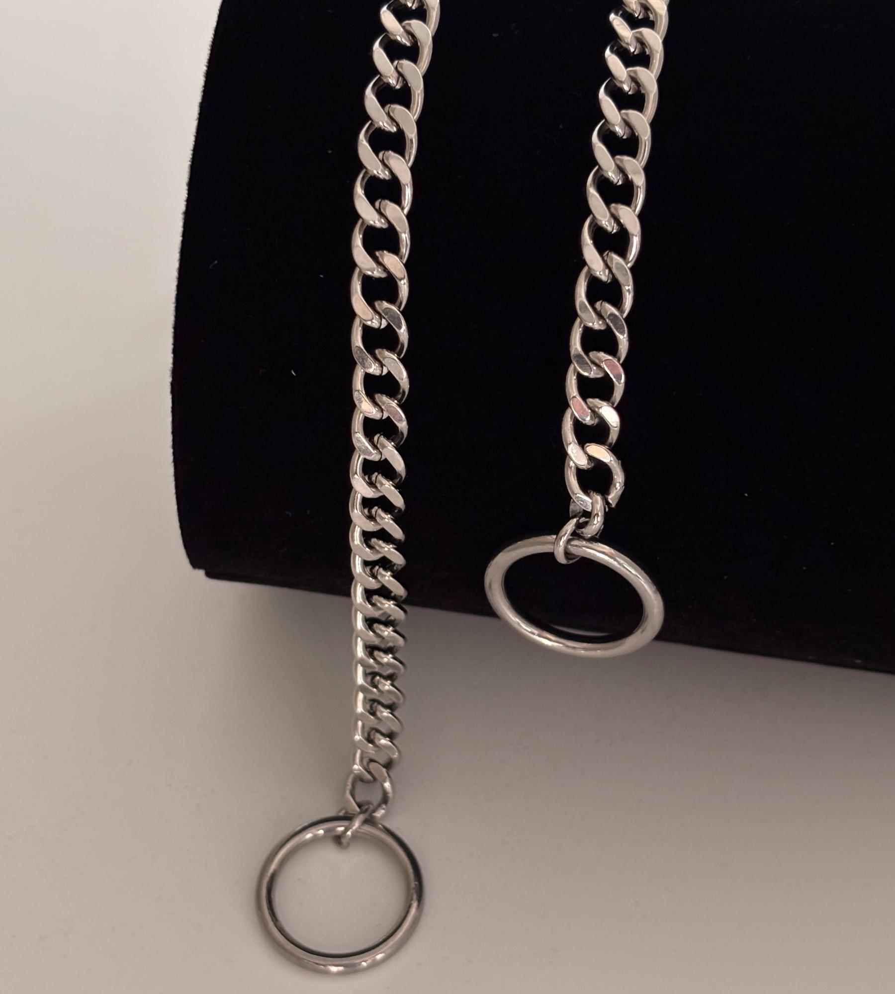 Stainless Steel Lasso Necklace: Interwoven Cuban and Box Chains, O-ring ...