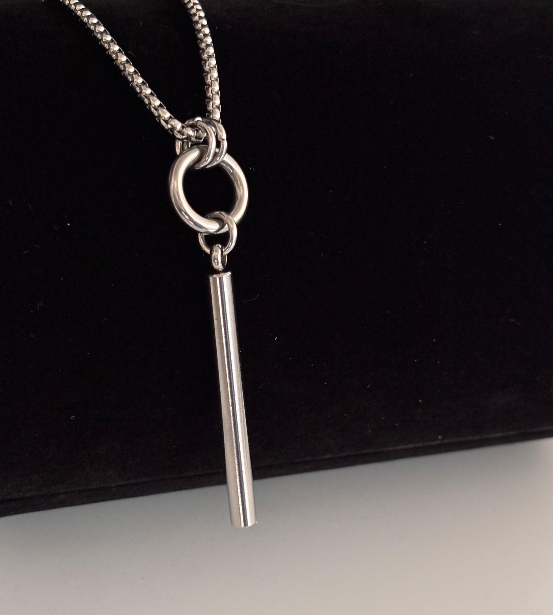 Stainless Steel Lasso Necklace: Interwoven Cuban and Box Chains, O-ring ...