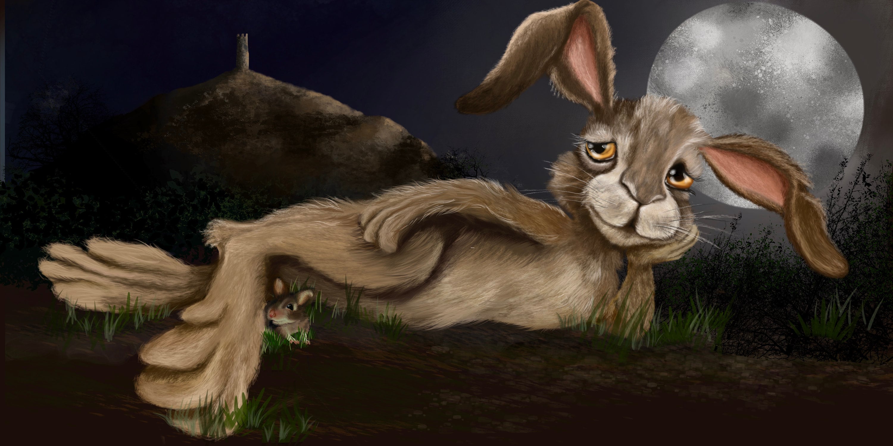 Lazy Luna Hares/ Glastonbury Tor/digitale Bilder Mond und - Etsy.de
