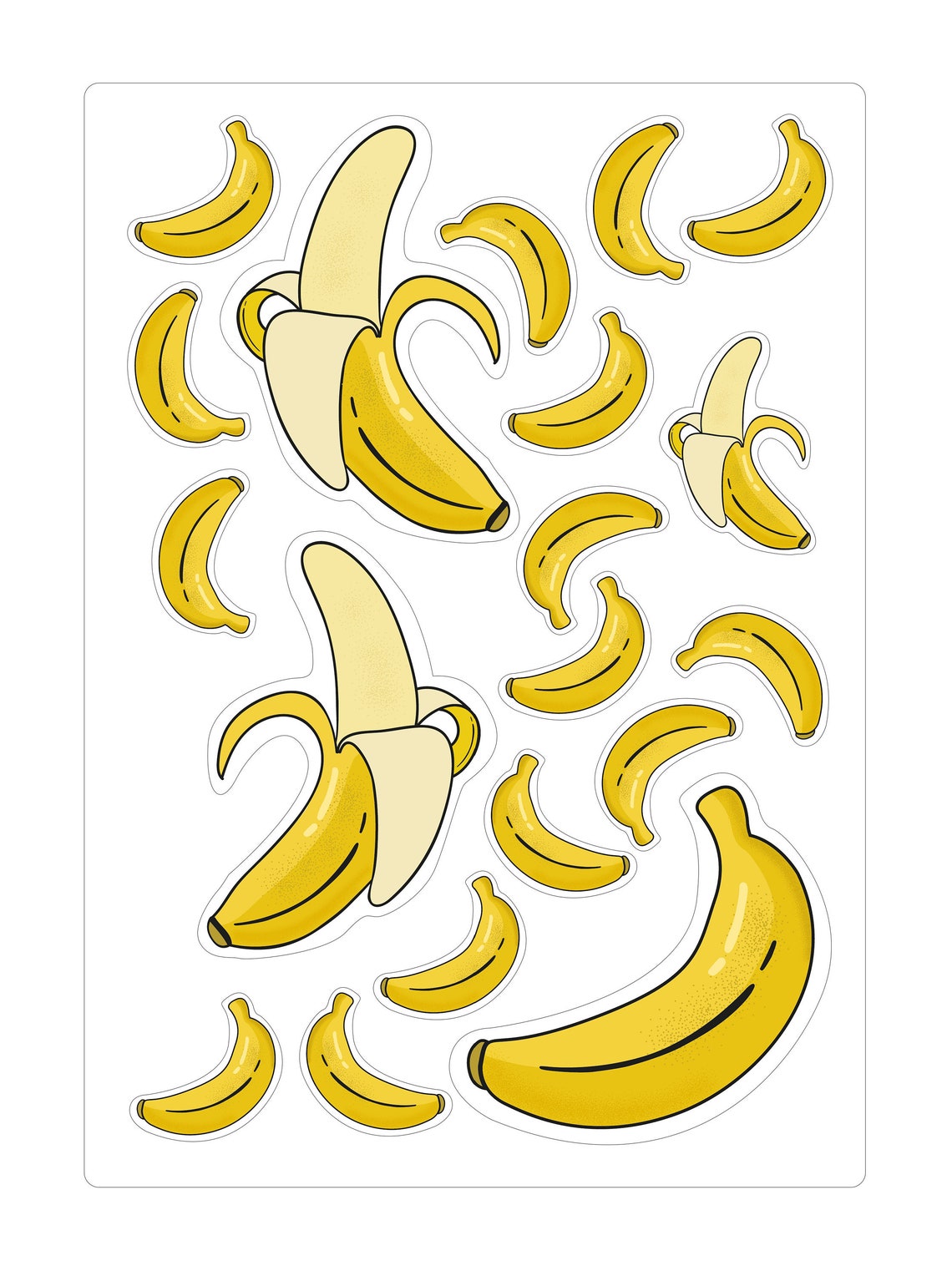 Banana stickers 20 Banana Illustration fruit stickers | Etsy