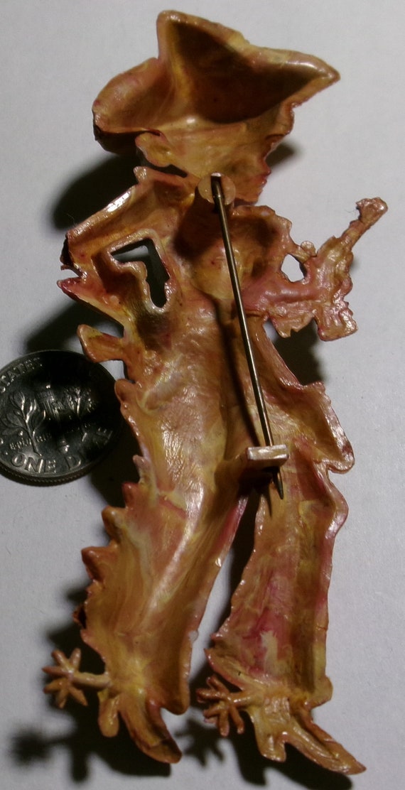 vintage large Celluloid Cowgirl figure Brooch pin up … - Gem