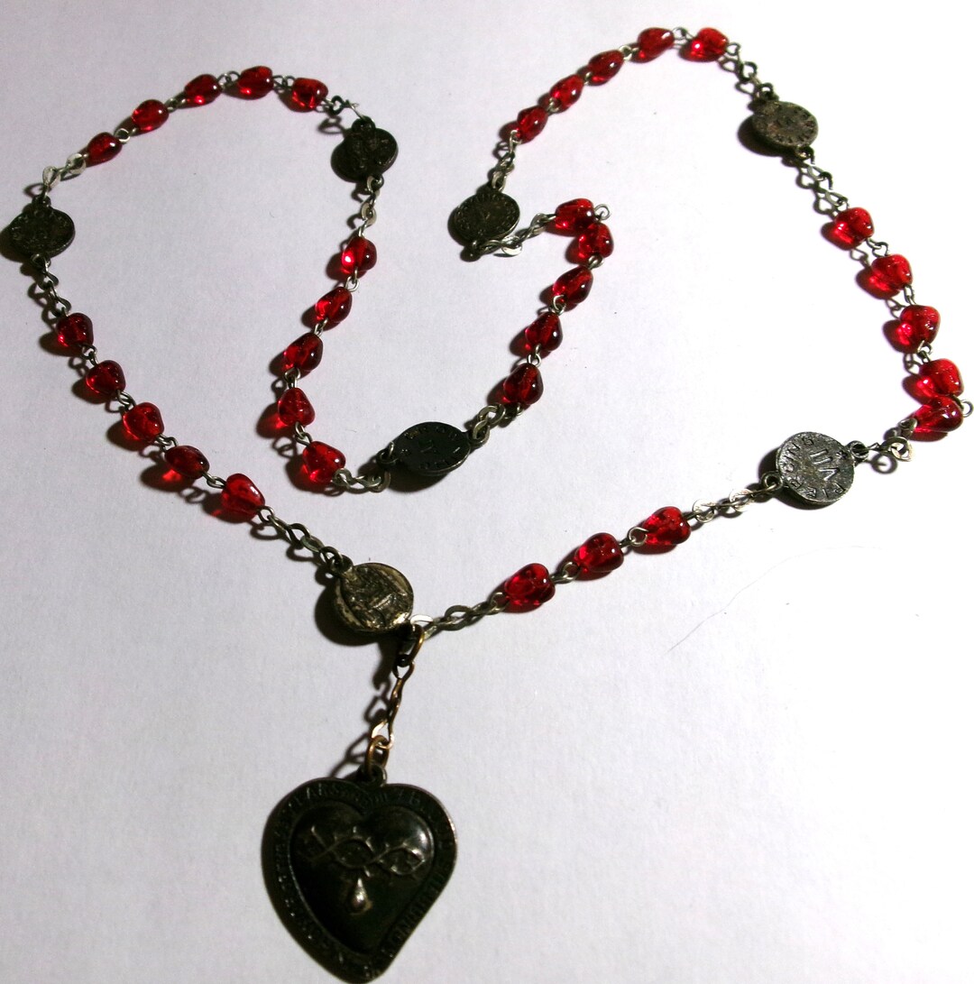 Rare Vintage Precious Blood Chaplet Seven Holy Wounds Chaplet Glass ...