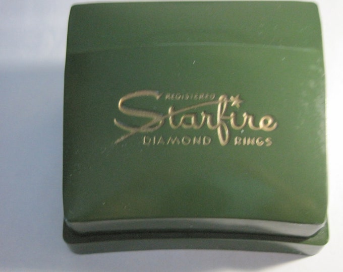 Vintage Green STARFIRE Diamond Rings Presentation Box MCM Mid Century ...